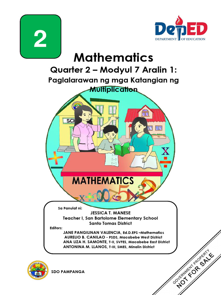 MATH2 Q2 Modyul7 Aralin1 Tagalog Paglalarawan NG Mga Katangian NG Multiplication | PDF