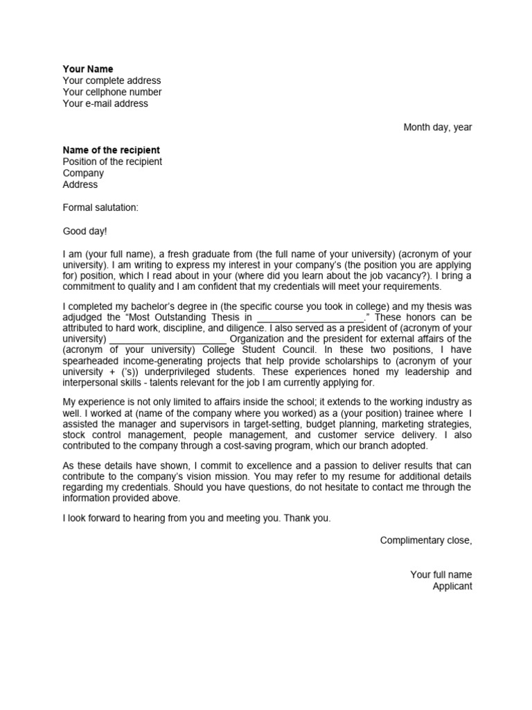 Job Application Letter Activity | PDF | Business