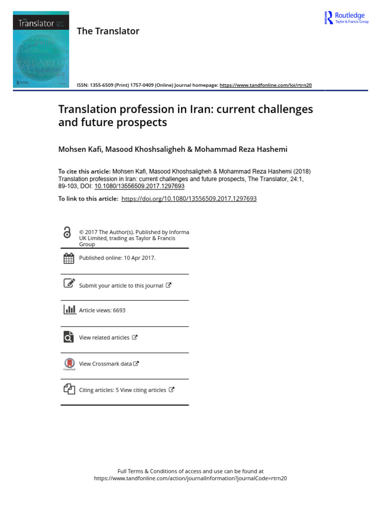 Translation Profession in Iran Current Challenges and Future Prospects ...