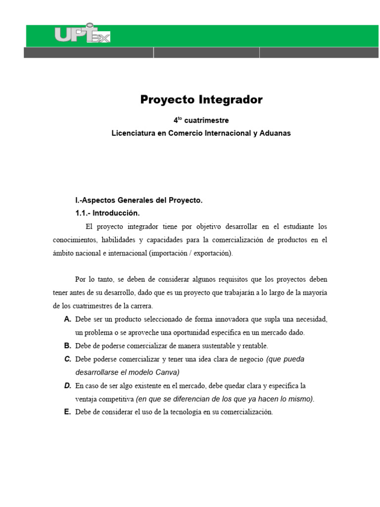 Guion Comercio ProyectoIntegrador 2024 4to Cuatrimestre | PDF ...