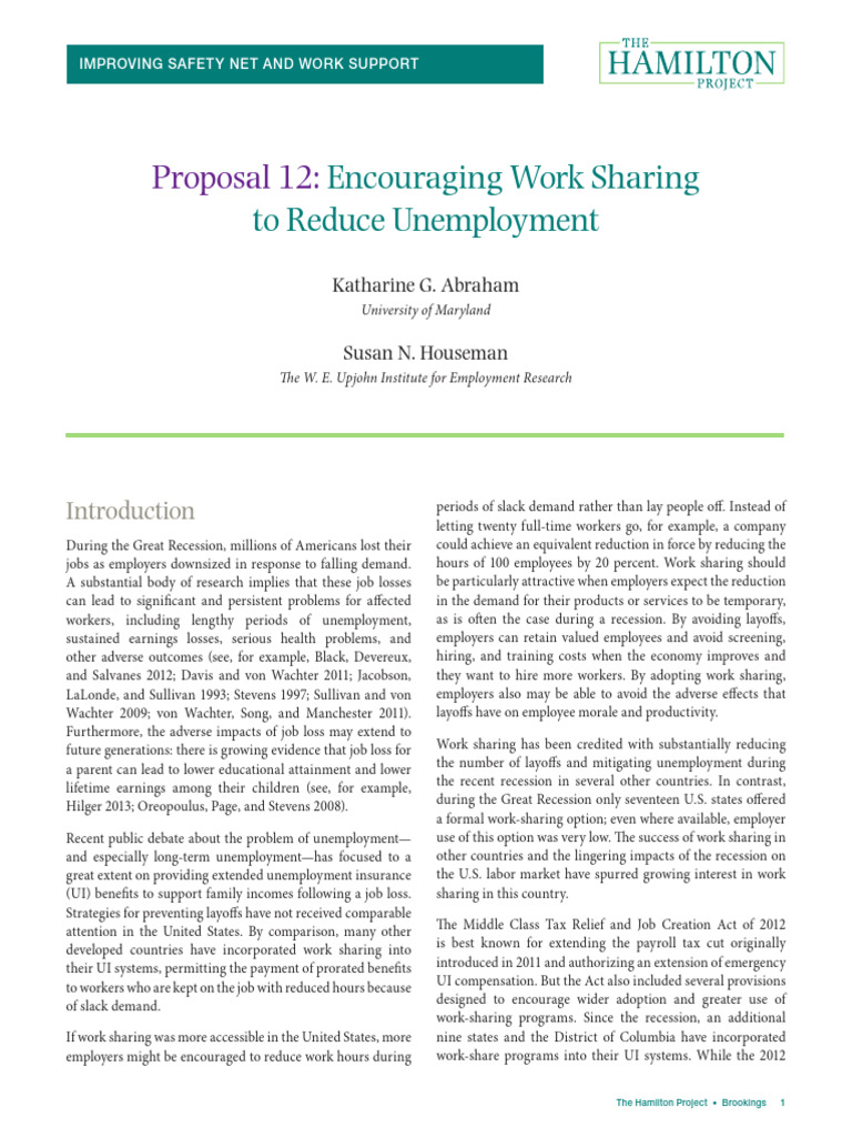 Work Sharing Abraham Houseman | PDF | Employment | Layoff