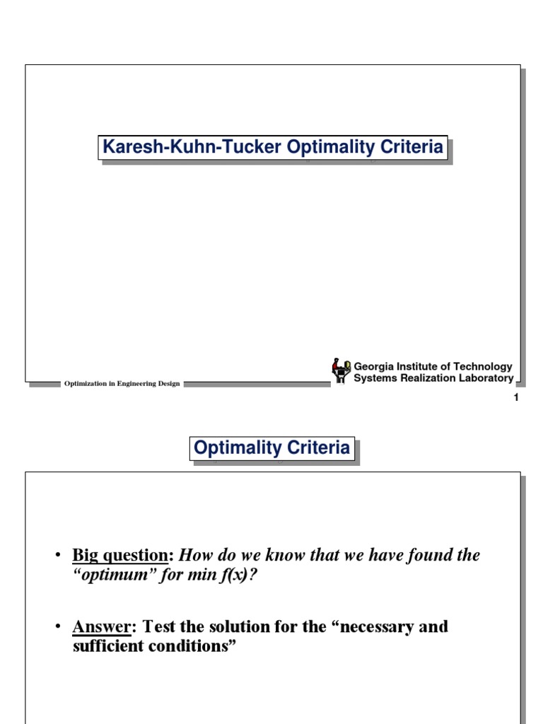 KKT Conditions | PDF | Mathematical Optimization | Linear Programming
