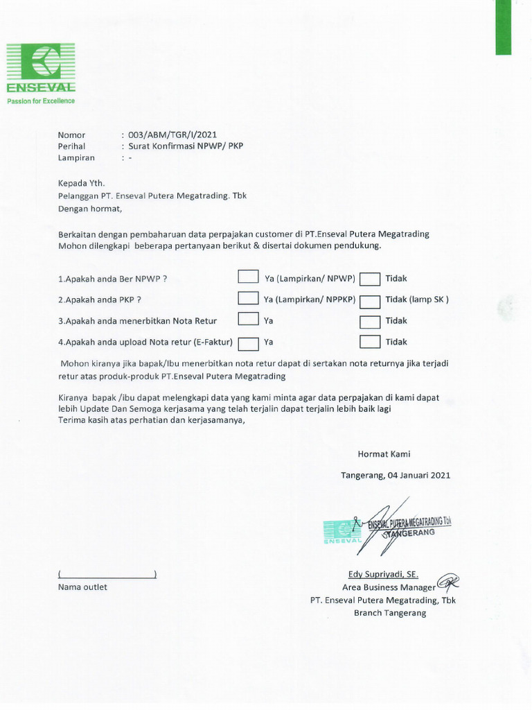 Surat Konfirmasi PKP | PDF