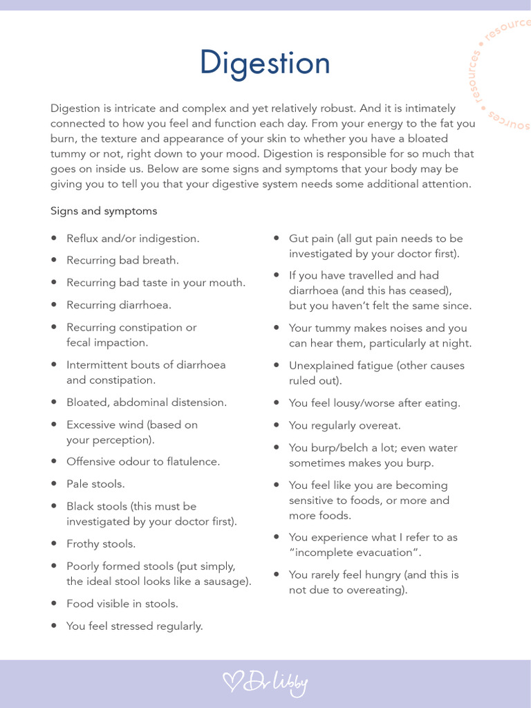 Signs and Solutions For Digestion | PDF | Bloating | Foods