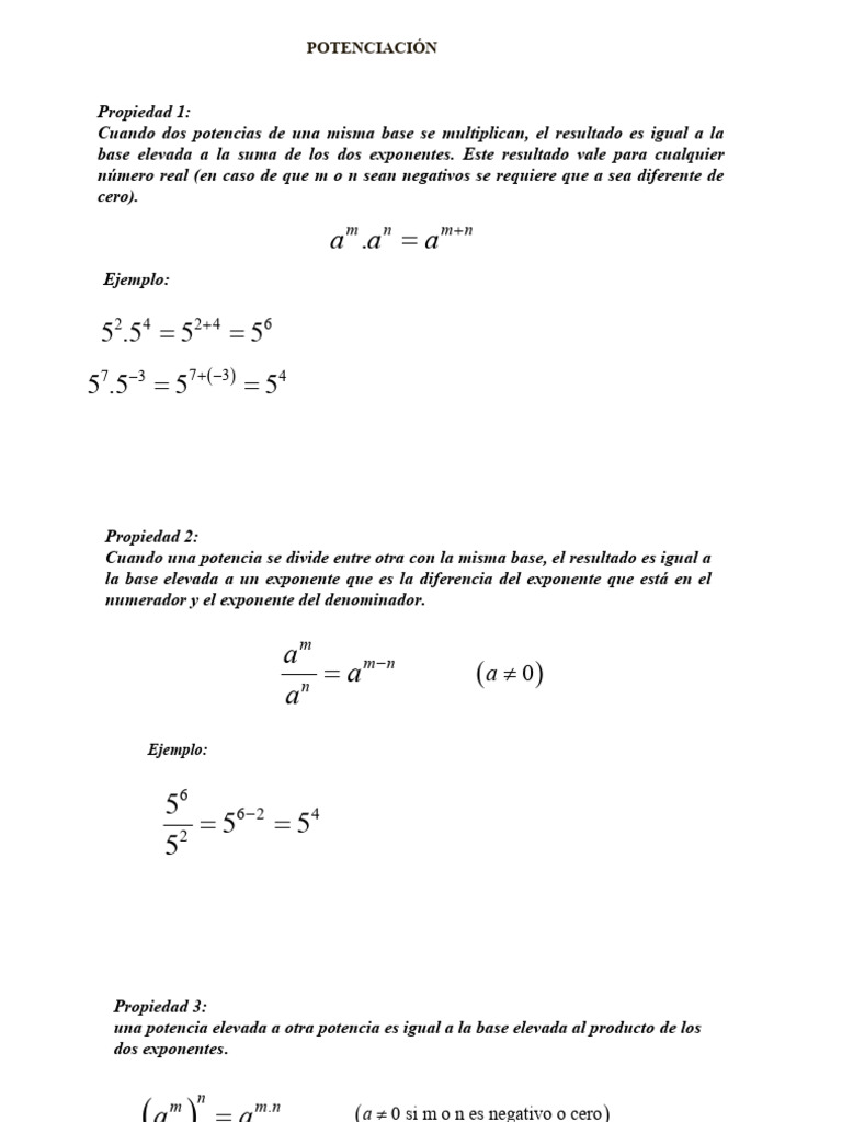 POTENCIACIÓN | Descargar gratis PDF | Exponenciación | Multiplicación