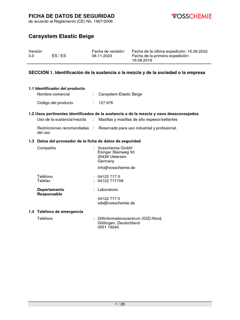 Fds. Masilla Elastic Beige Carsystem | PDF | Cobre | Agua