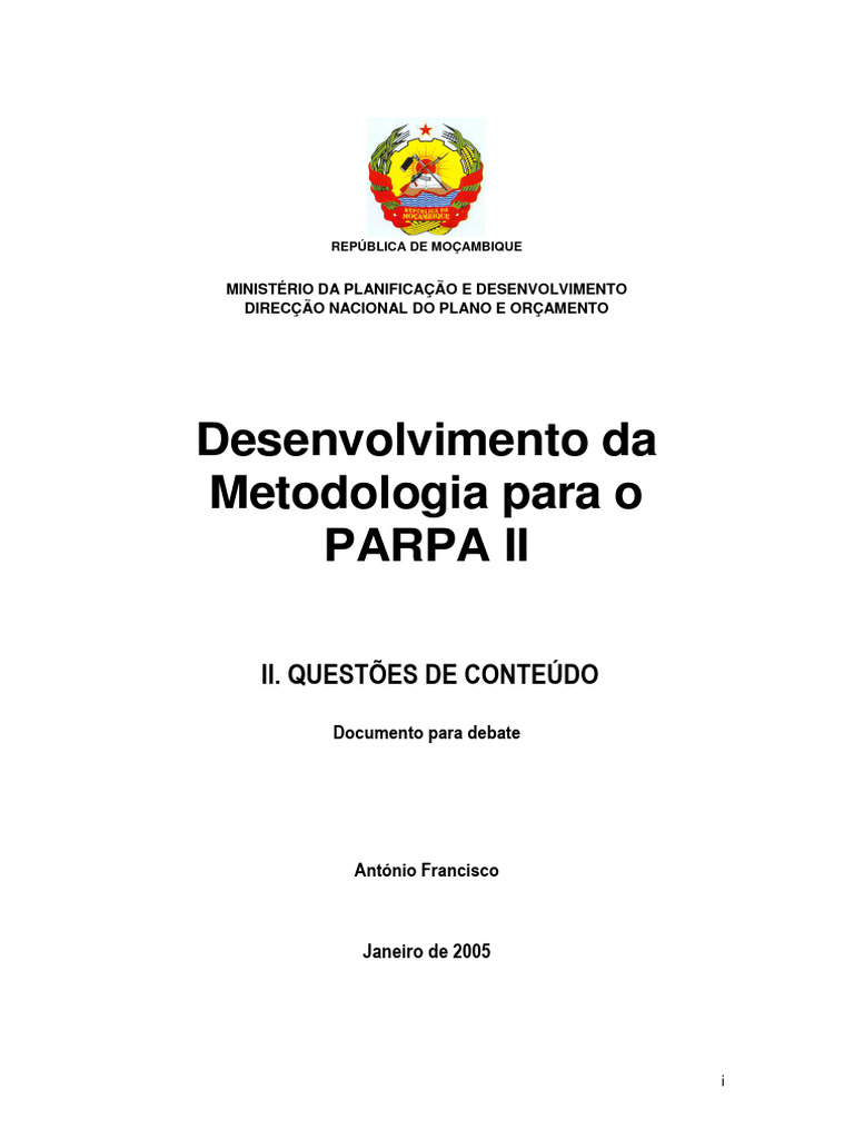 Preparacao Do PARPA-II - Conteudo - AFrancisco-final2 | PDF | Pobreza ...