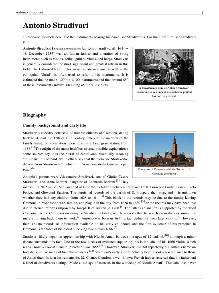 Antonio Stradivari | PDF