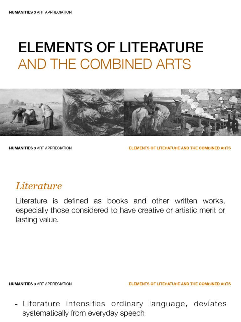 07 Elements of Literature and The Combined Arts Slides 1 | PDF | Poetry | Humanities