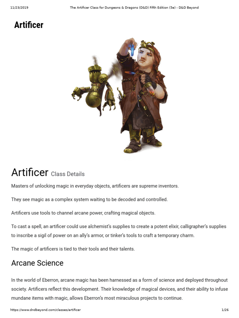 Artificer Class Description | PDF | Dungeons & Dragons | Gary Gygax Games