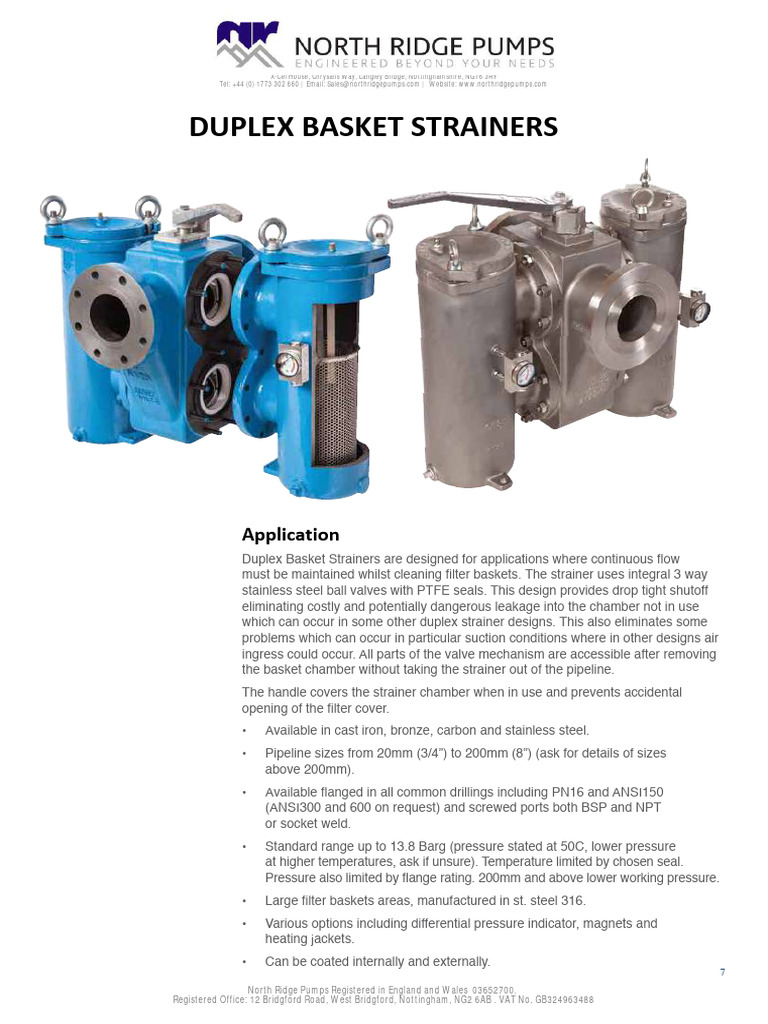 Duplex Basket Strainer English | PDF | Valve | Pump