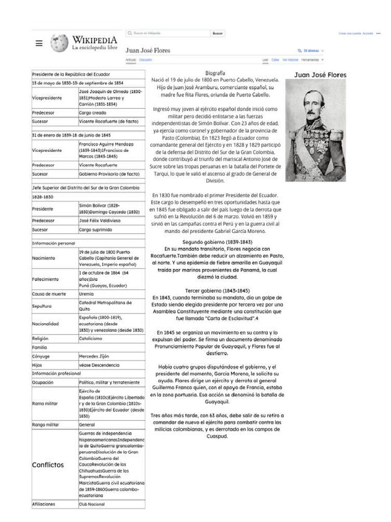 Biografia de Juan Jose Flores | PDF