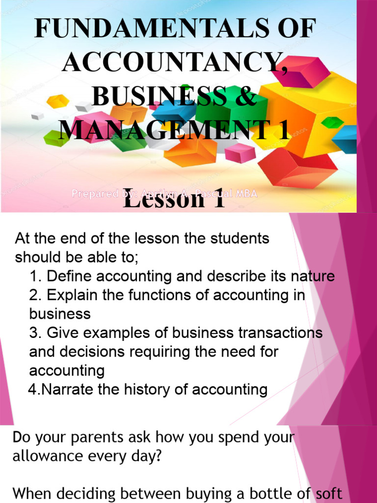 FABM 1 Lesson 1 June 4 | PDF | Accounting | Information