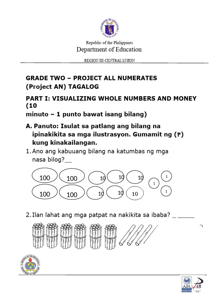 Grade 2 Project An Assessment Tool Post Test Tagalog | PDF