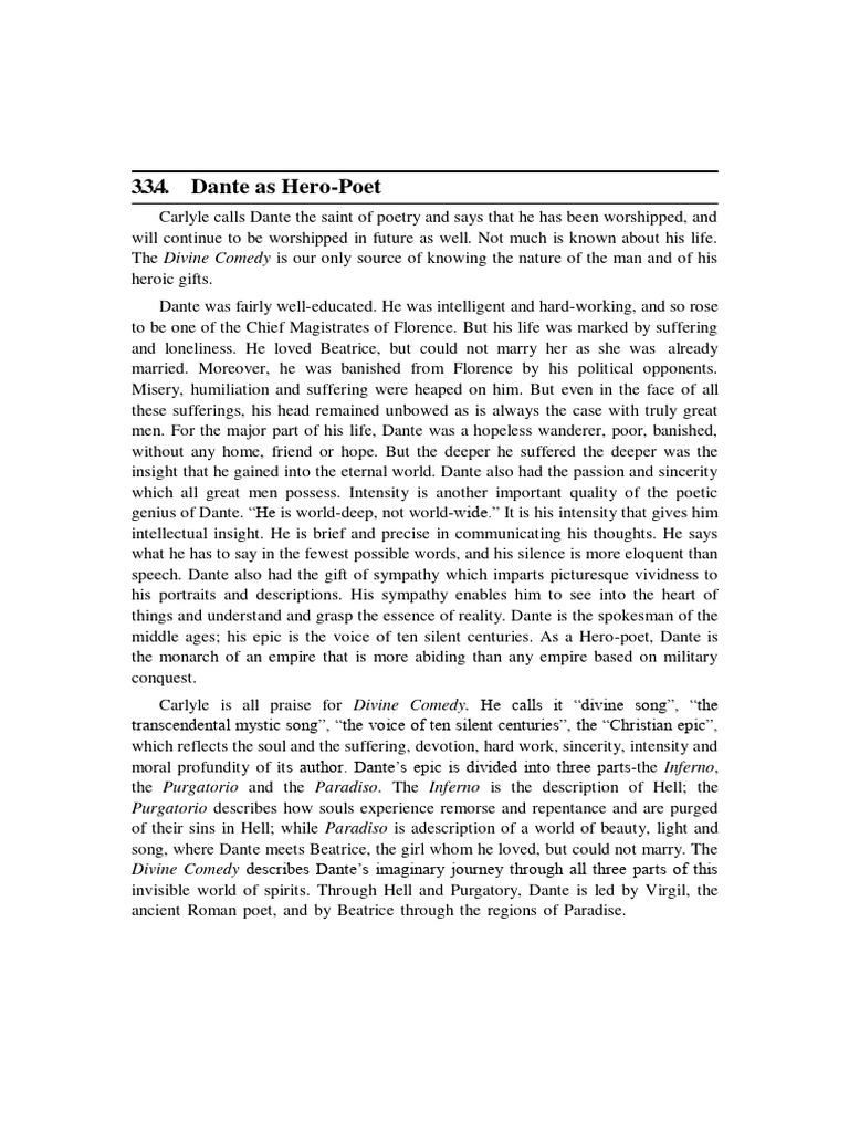 Hero As A Poet Notes-Pages | PDF | Divine Comedy | Dante Alighieri