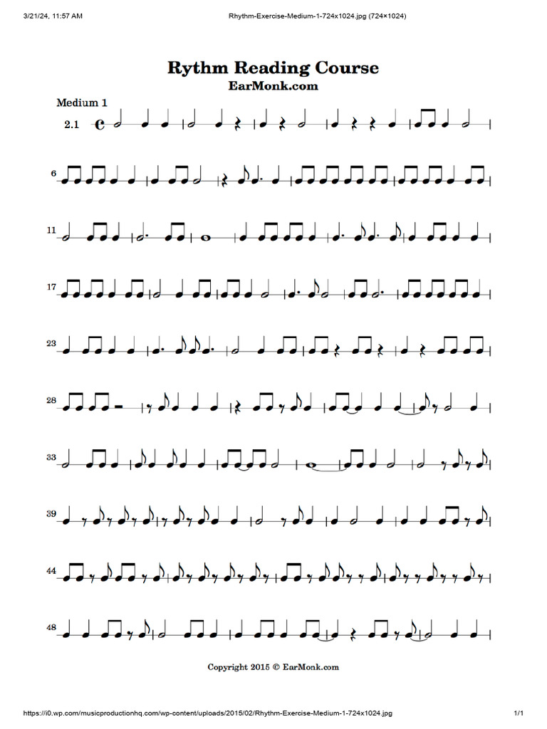 Rhythm Exercise Image for Musicians | PDF