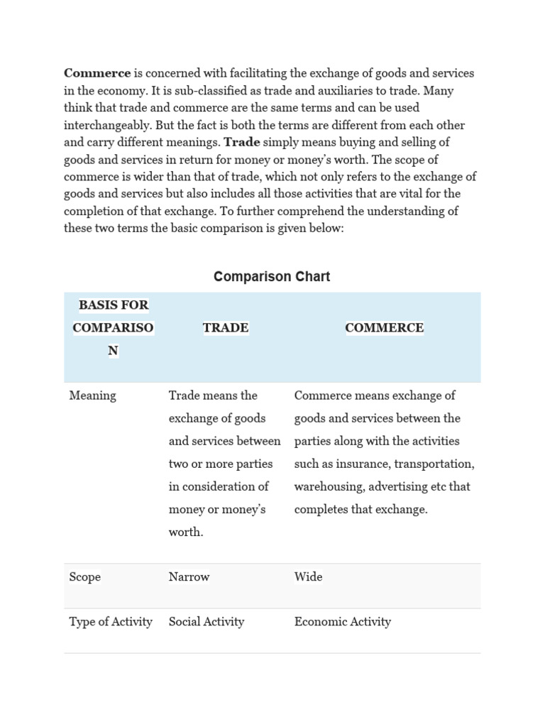 Trade And Commerce Pdf Commerce Economies