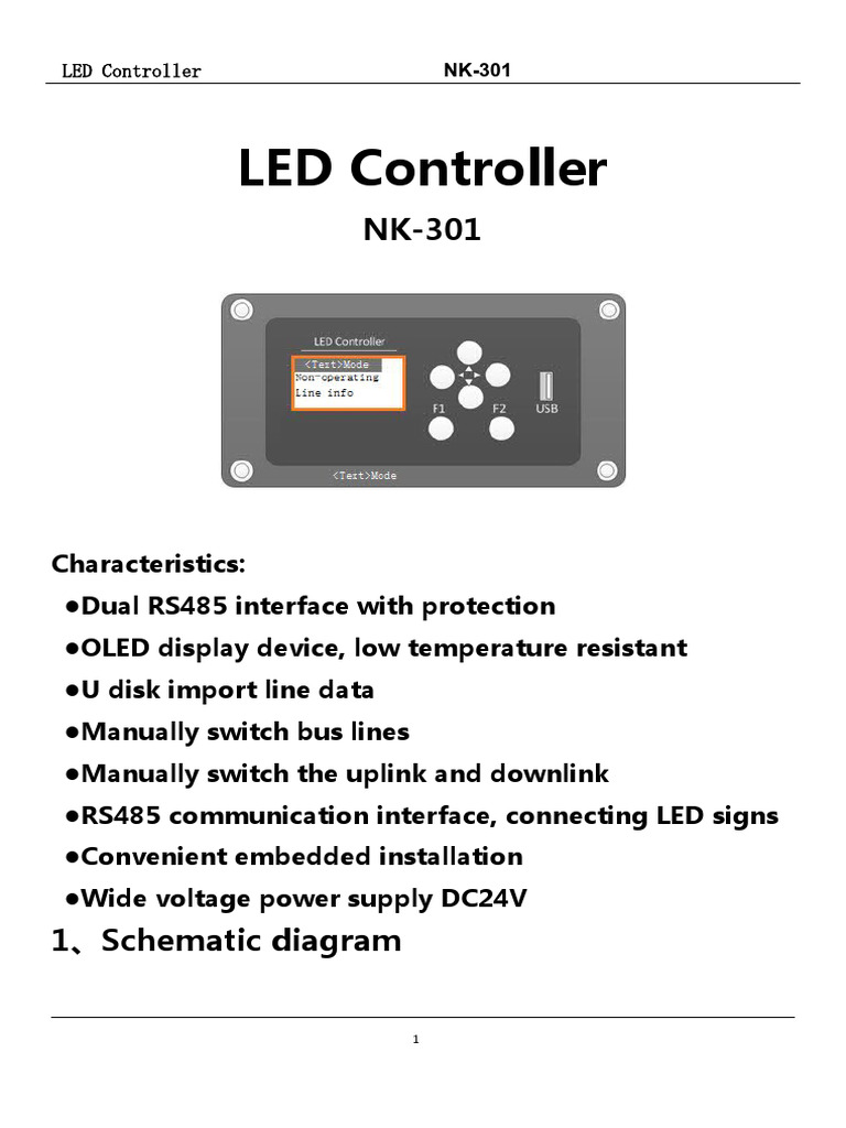 NK-301 LED Controller Data Sheet | PDF | Usb | Usb Flash Drive