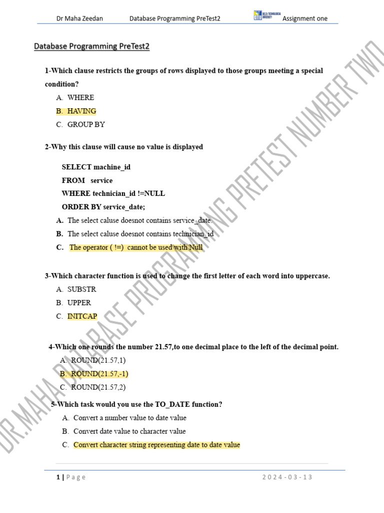 Second Pretest Exam Answer 1532024 | PDF