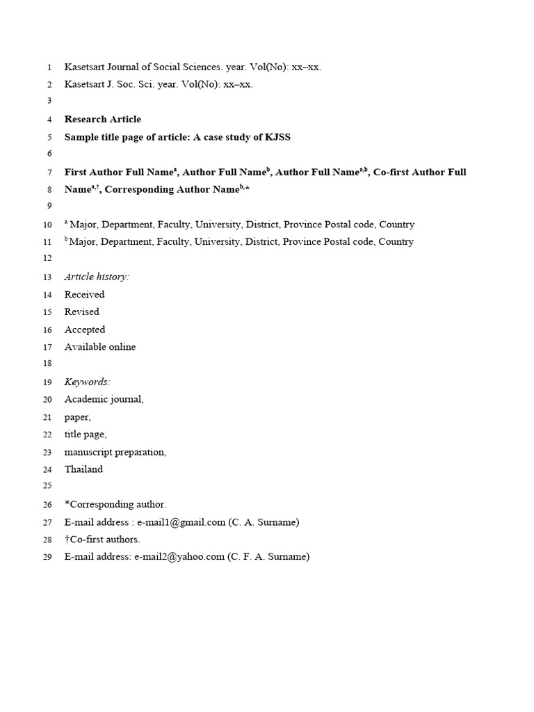 KJSS 02 Sample of Title Page KJSS | PDF