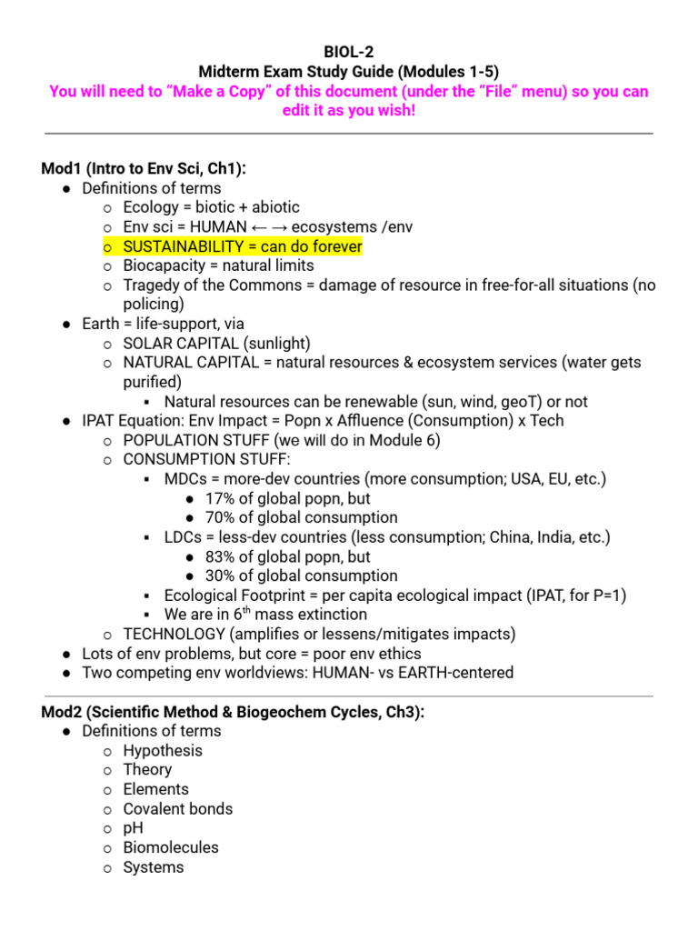 BIOL2 Sp22 MidtermExam StudyGuide | PDF | Climate Change | Oceans