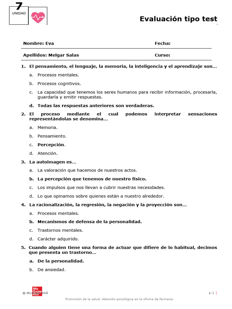 TEST - 7 - SS Test Eva | PDF | Ansiedad | Mente