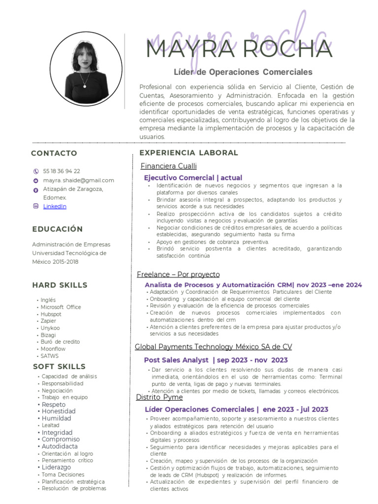 0 - CV Mayra Rocha - Ejecutivo Comercial | PDF | Business | Negocios ...