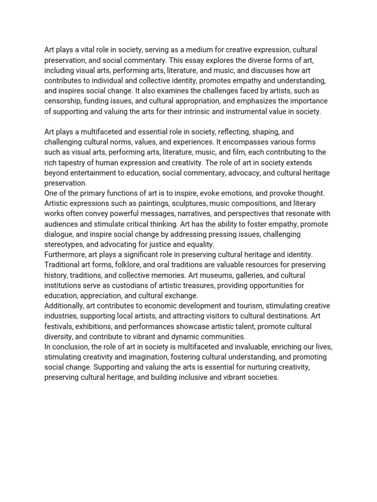 The Vital Role of Art in Society | PDF | The Arts | Creativity