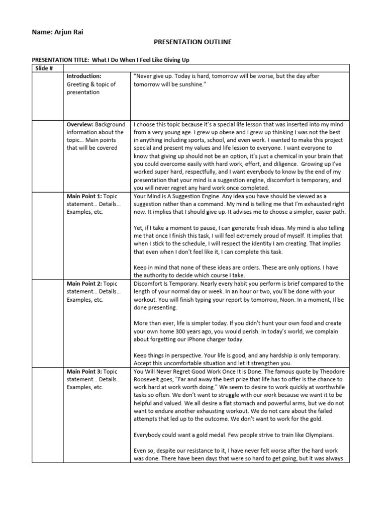A2 Presentation Outline Template | PDF