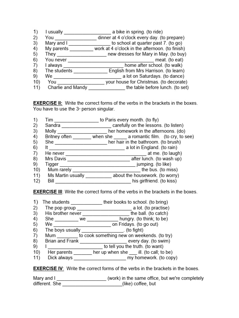Practice of Simple Present | PDF