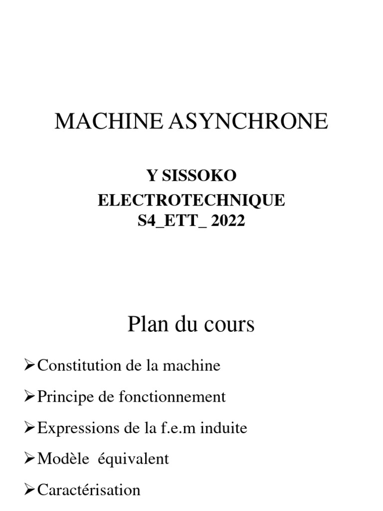 Chapitre II - Machine Asynchrone - S4 - ETT4 - 2022 | PDF ...