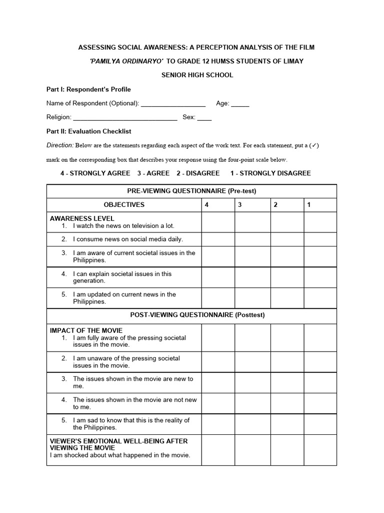 Survey-Questionnaire 013450 | PDF | News | Human Communication