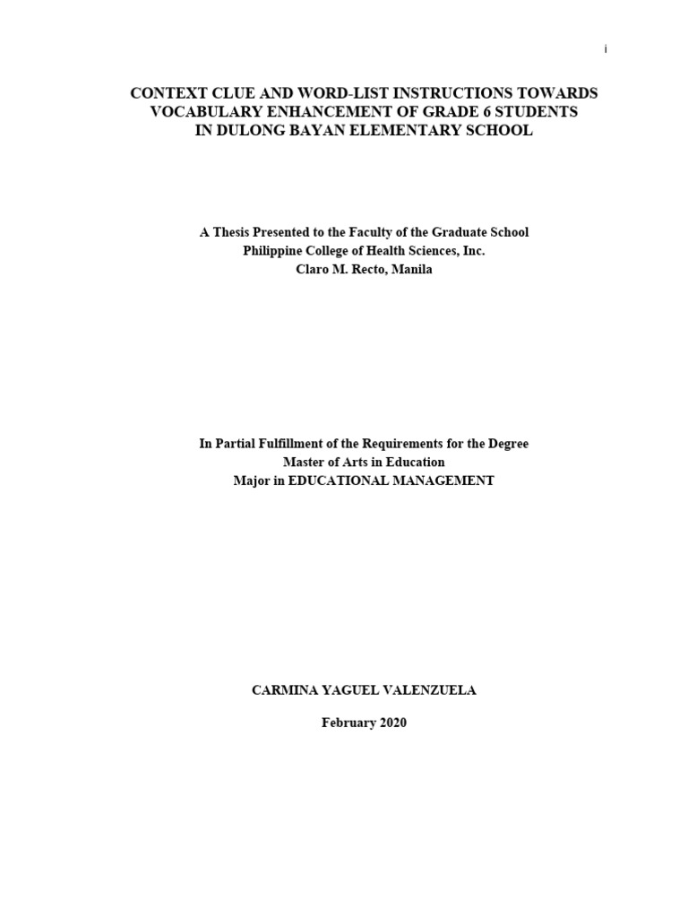 Mina Valenzuela Title Page | PDF | Reading Comprehension | Learning