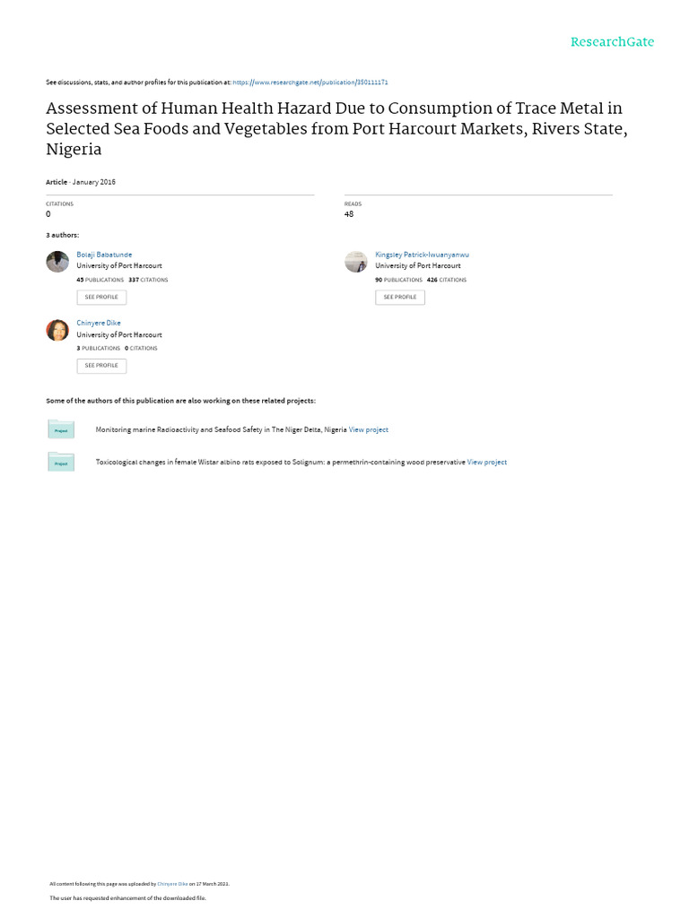 Assessmentof Human Health Hazard | PDF | Chromium | Cadmium