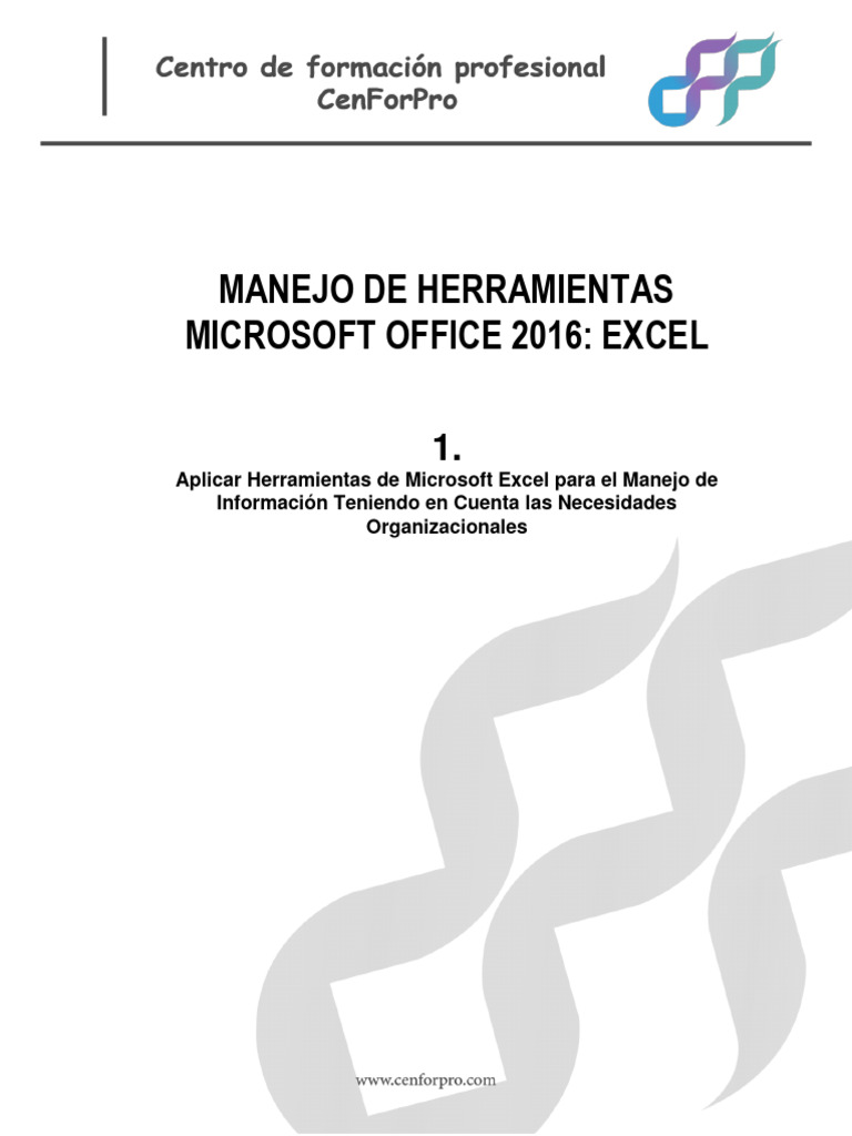 Manejo de Herramientas Office 2016 | Descargar gratis PDF | Microsoft Excel | Botón (Computación)