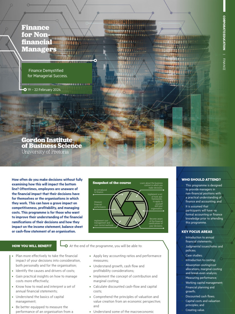 Finance For Non Financial Managers Brochure | PDF | Master Of Business ...