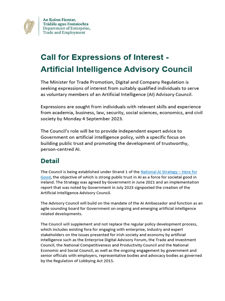 Expressions of Interest | PDF | Artificial Intelligence | Intelligence ...