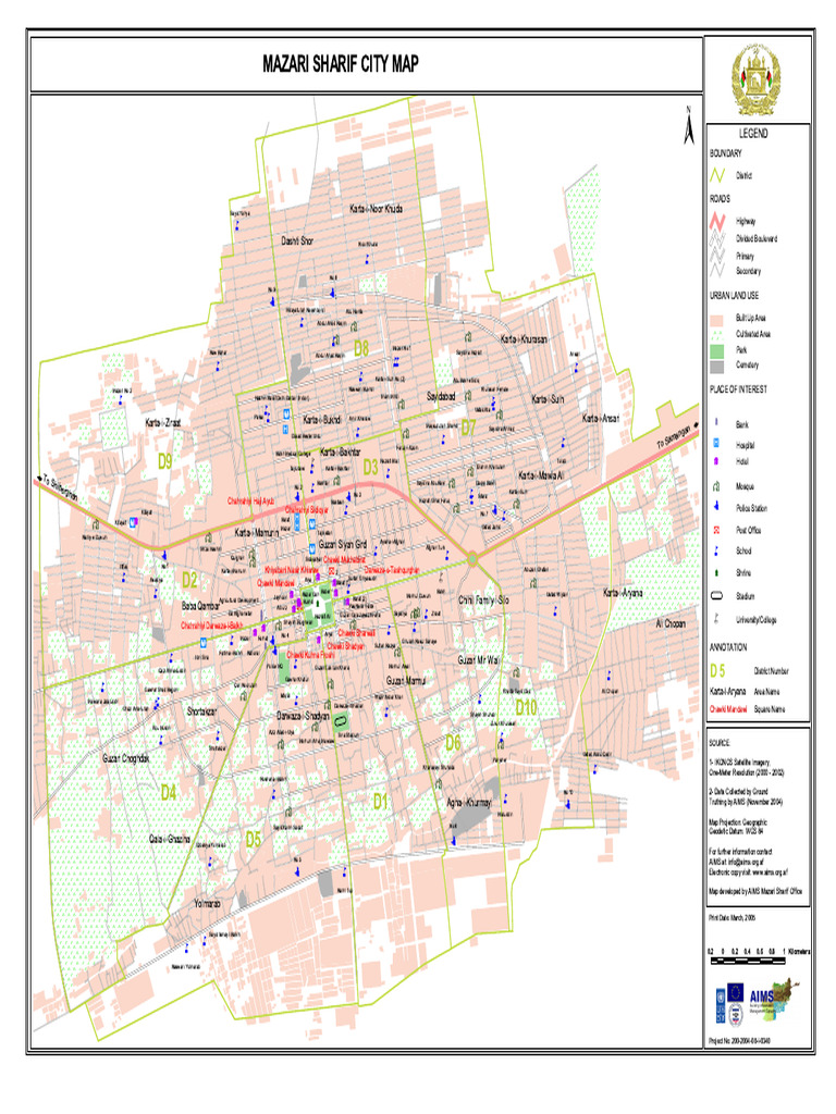 Outline Map of The City of Mazar-i-Sharif | PDF