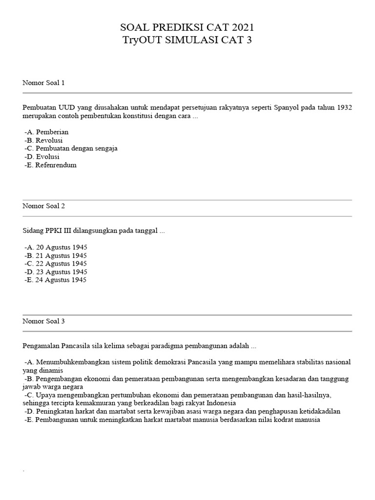 SOAL TryOUT Simulasi CAT 3 | PDF