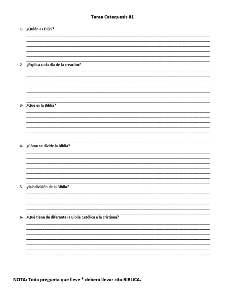 Tarea Catequesis | PDF | Biblia | Teología