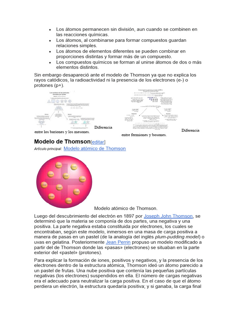 Editar Modelo Atómico de Thomson | PDF | Átomos | Electrón