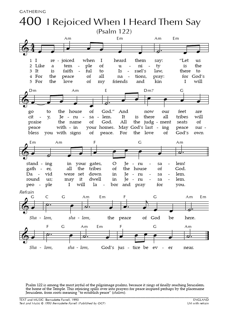 400-I Rejoiced When I Heard Them Say | PDF | Christian Worship And ...