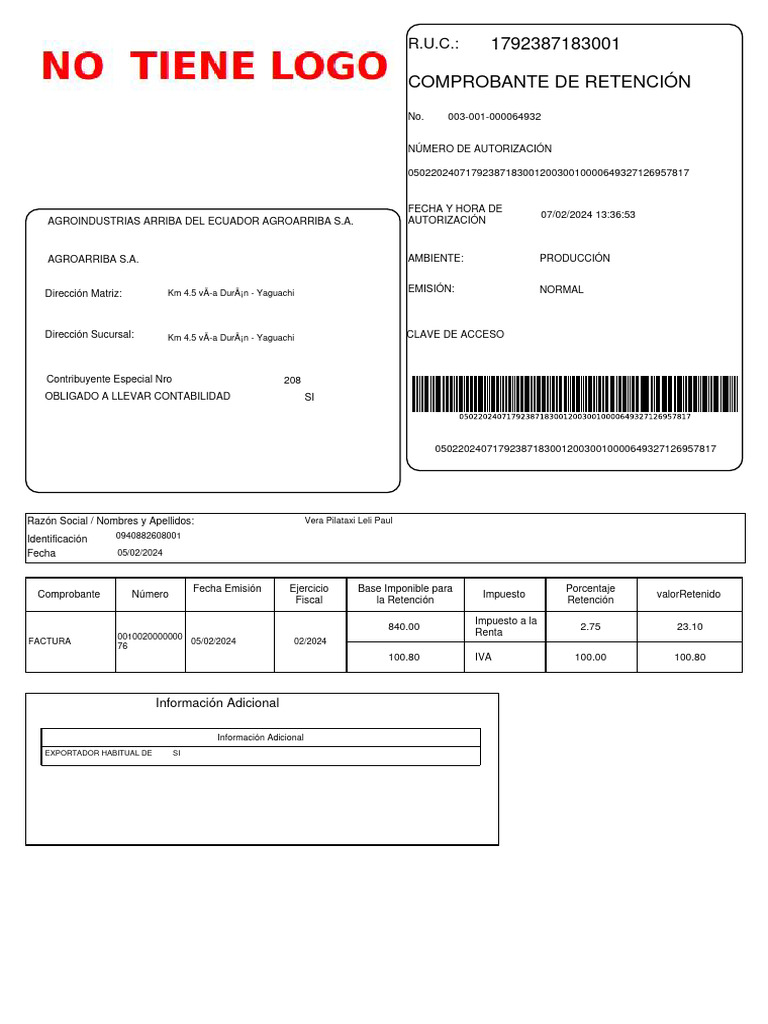 Comprobante de Retención | PDF | Impuestos | Finanzas del gobierno