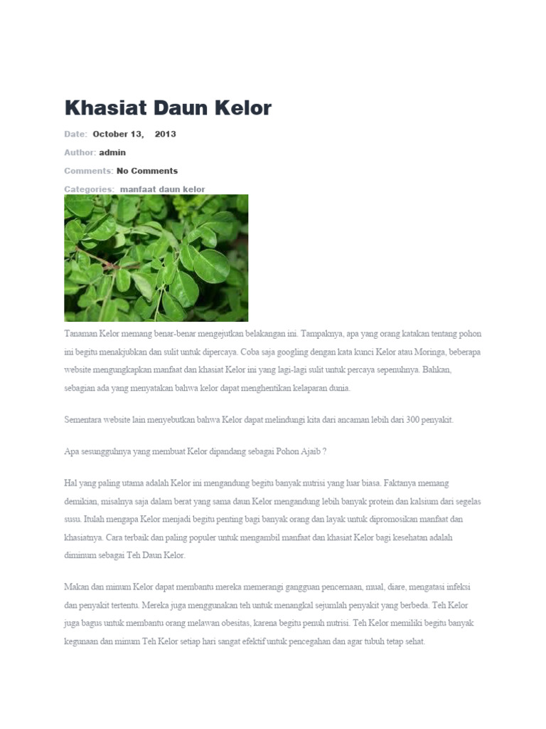 Khasiat Daun Kelor | PDF
