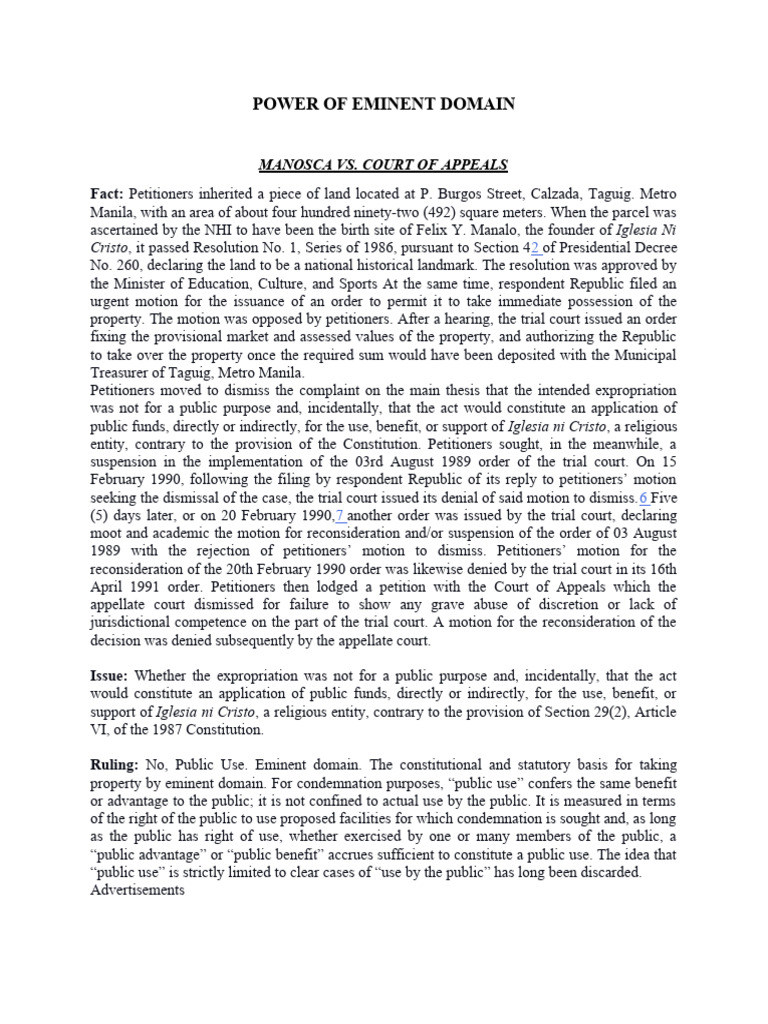 Inherent Powers (Case Digest) | PDF | Eminent Domain | Taxes