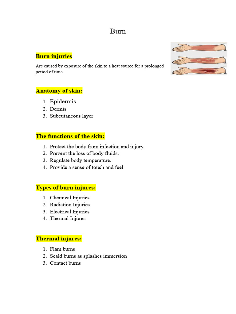 Types and Treatment of Burn Injuries | PDF | Burn | Skin