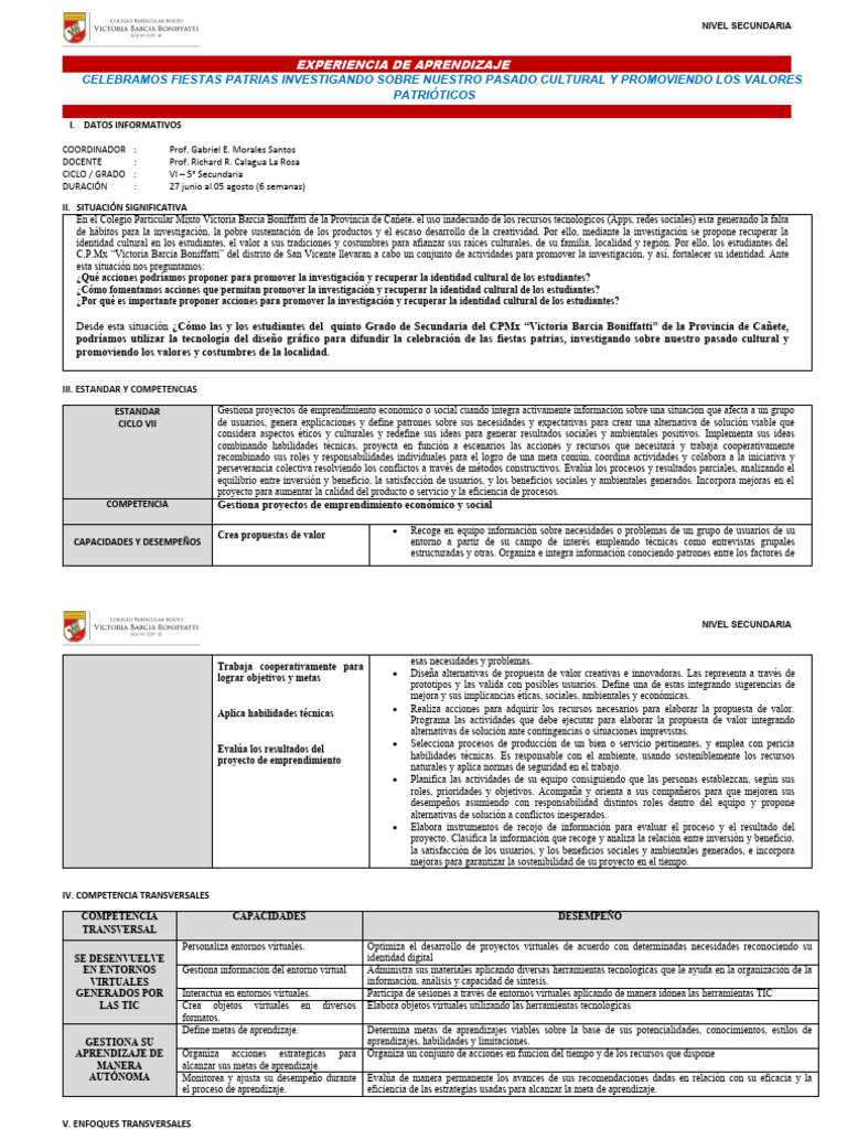 Eda - 5° Secundaria - Ept | PDF | Aprendizaje | Diseño