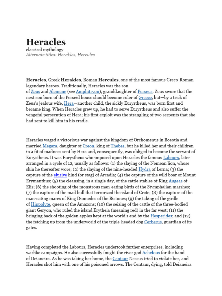 11-Labor of Hercules | PDF | Greek Mythology | Argonauts