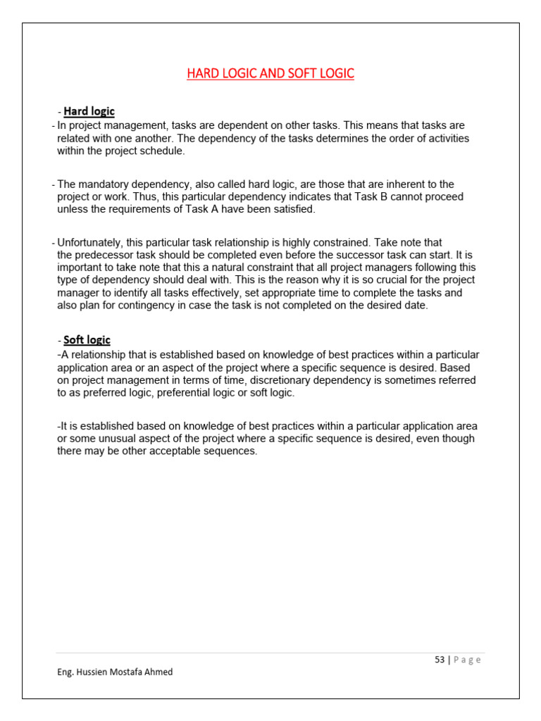 Hard Logic vs. Soft Logic in Project Management | PDF