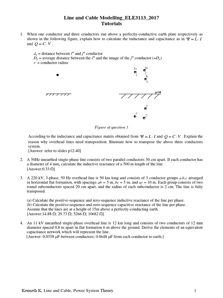 Tutorials - Line and Cable Modelling - ELE3113 - 2017 | PDF ...